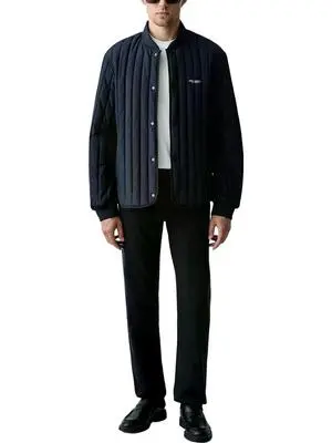 Armani Exchange Quilted Logo-print Bomber Jacket - Blue
