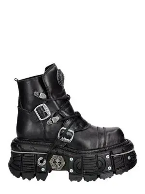 NEW ROCK Buckle-fastening Platform Boots - Black