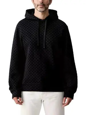 Armani Exchange Monogram-pattern Drawstring Hoodie - Black