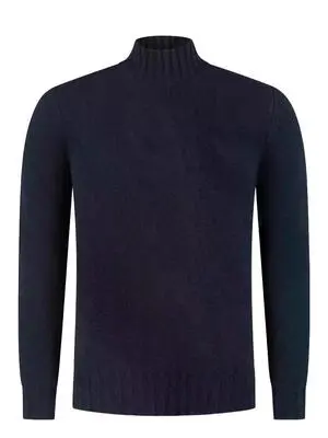 DORIANI CASHMERE Ribbed-knit Mock-neck Sweater - Blue