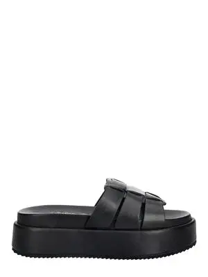 BUFFALO Noa Woven Platform Sandals - Black