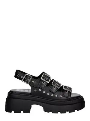 BUFFALO Vega Athena Platform Sandals With Eyelet Embellishments - Black