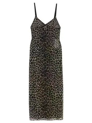 Saint Laurent Leopard-print Midi Dress - Brown