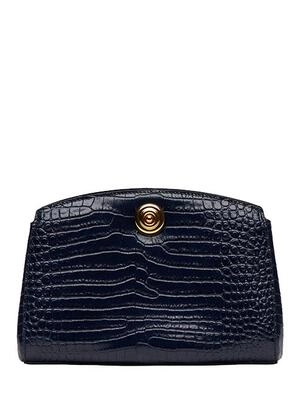 LIFFNER Push Lock Clutch Navy Croc Effect - Blue