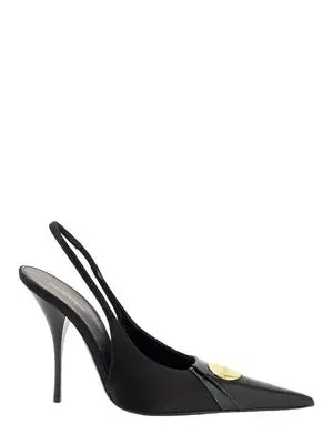 Saint Laurent Louis Patent Leather Pumps With Logo Tag Black