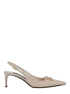 Dolce & Gabbana Polished Calfskin Slingback Pumps - Beige