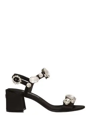 Dolce & Gabbana Embellished Satin Sandals - Black