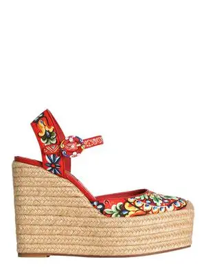 Dolce & Gabbana Carretto-print Canvas Wedge Sandals - Multicolor