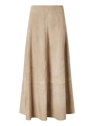 ST. AGNI Paneled Suede Midi Skirt - Neutrals