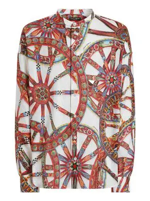 Dolce & Gabbana Carretto-print Linen Shirt - Man Shirts 37 Multicolor