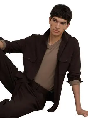 REISS Textured Twin-pocket Overshirt Cotton-blend - Brown