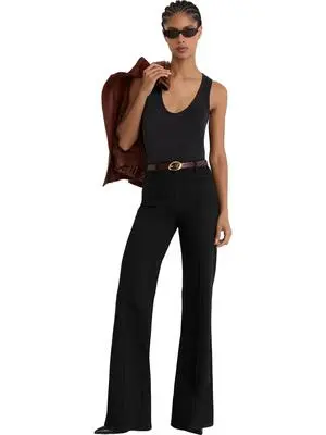 REISS Pintuck-detail Flared Jeans - Black