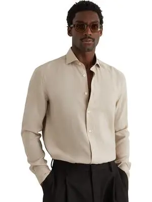 REISS Blend Regular-fit Shirt - Stone