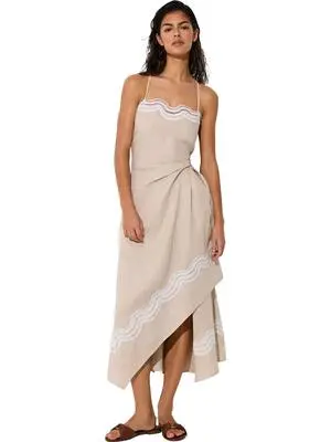 REISS Arla Linen Lace-trim Beach Dress - Beige/cream