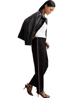 REISS Side-stripe Tapered Trousers - Black