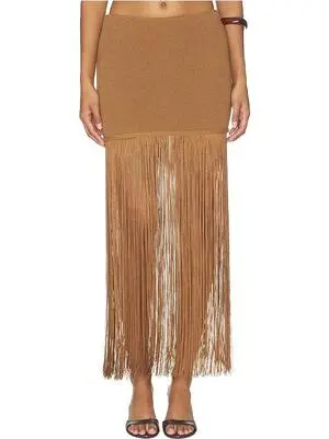 LOVERS AND FRIENDS Chrissa Fringe Skirt In . Also - Brown
