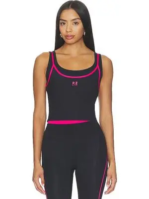 P.E Nation Cropped Rib Jersey Tank Top - Black