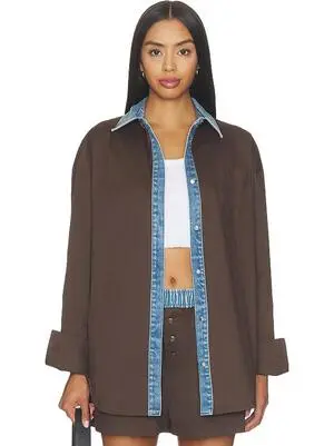 SEROYA Gill Poplin Shirt In . Also - Brown