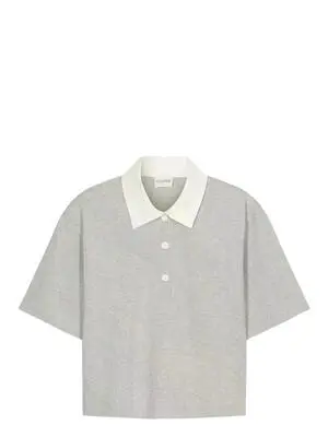 Closed Cropped Rugby Shirt - Grey