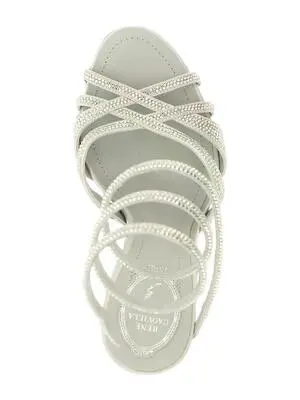 Rene Caovilla Dania Crystal Embellished Stiletto Sandals - Silver