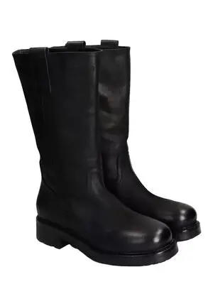STRATEGIA SHOES Pull-tab Leather Boots - Black