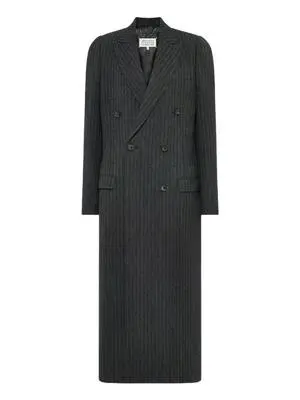 MAISON MARGIELA Herringbone Double-breasted Coat - Black