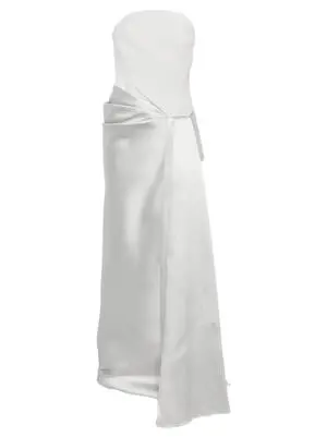 Solace London Seri Strapless Draped Maxi Dress - Silver
