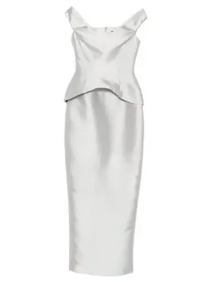 Solace London Pieta Off-shoulder Peplum-hem Maxi Dress - Silver