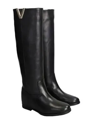 JULIE DEE V-logo Knee-high Boots - Black