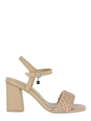 MEXX Braided Block-heel Sandals With Ankle Strap - Neutrals