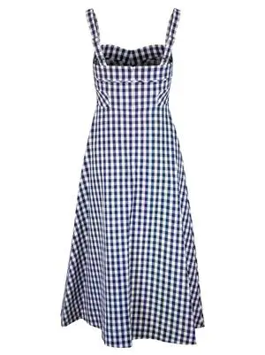 Veronica Beard Aila Gingham Print Midi Dress - Blue