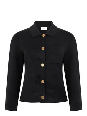 Saint Laurent Wool Polo Cardigan - Black