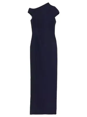 Solace London Arion Asymmetric Neck Cap Sleeve Maxi Dress - Blue