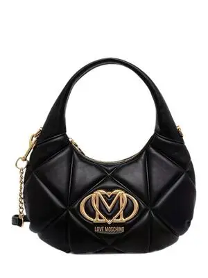 Moschino Quilted Logo-plaque Shoulder Bag - Black