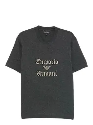 Emporio Armani Logo-embroidered T-shirt - Grey