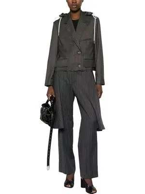 SONG FOR THE MUTE Pinstripe Hooded Jacket - Grey