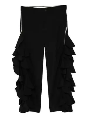 Comme Des Garçons Ruffled Zip-detail Trousers - Black