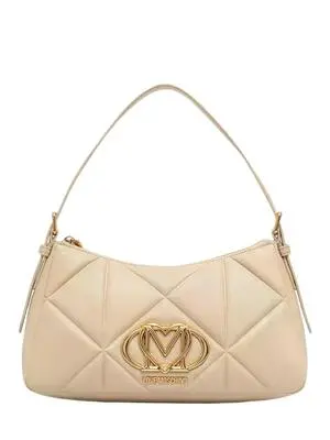 Moschino Quilted Logo-plaque Shoulder Bag - Neutrals
