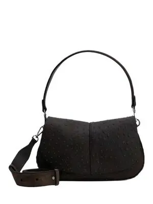 GIANNI CHIARINI Medium Helena Round Ostrich-effect Leather Tote Bag - Brown