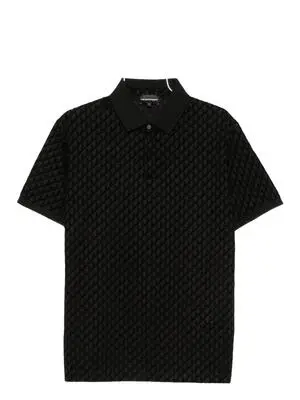 Emporio Armani Allover Logo Polo Shirt - Black