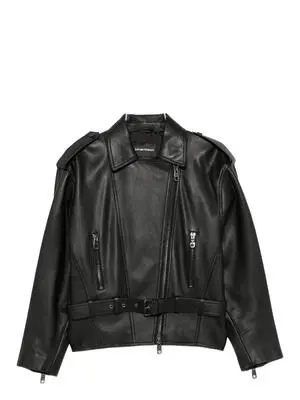 Emporio Armani Leather Biker Jacket - Black