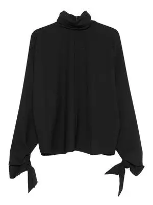 Emporio Armani Crepe Blouse With Tie Detailed Cuffs - Black