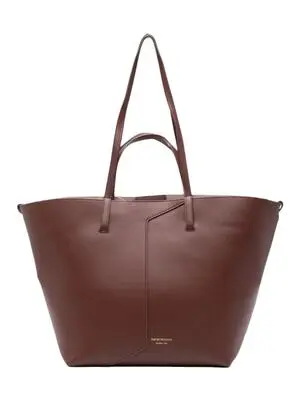 Emporio Armani Medium Leather Tote Bag - Brown