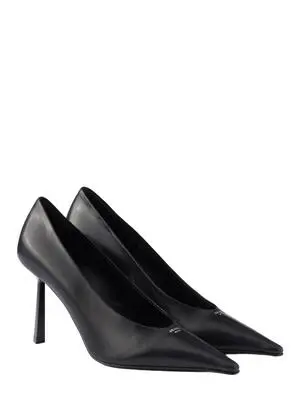 Prada Leather Pointed Toe High Heel Pumps - Black