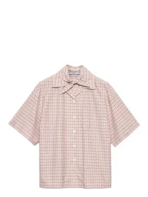 Prada Madras Fabric Bowling Shirt - Alabaster/sand