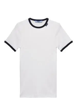 Prada Contrast-trim Ribbed T-shirt White