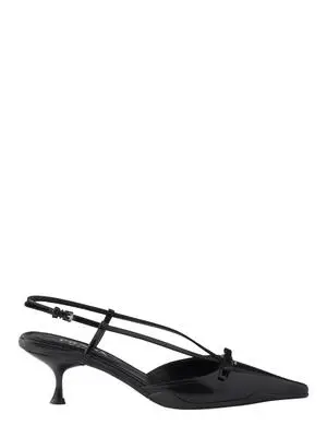 Prada Brushed Leather Slingback Pumps With Bow Detailing - Black