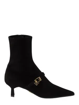 Prada Suede Stretch Heeled Boots - Black
