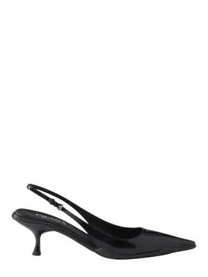 Prada Brushed Leather Slingback Pumps 55 - Black