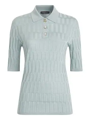 Fabiana Filippi Cashmere-silk Ribbed Polo Shirt - Green